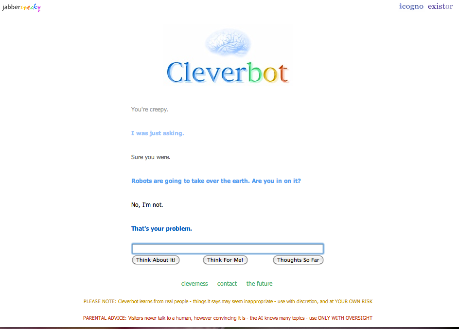 Epic Cleverbot Conversation : r/pics